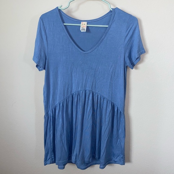 7th Ray | Tops | 7th Ray Blue Babydoll Peplum Top | Poshmark